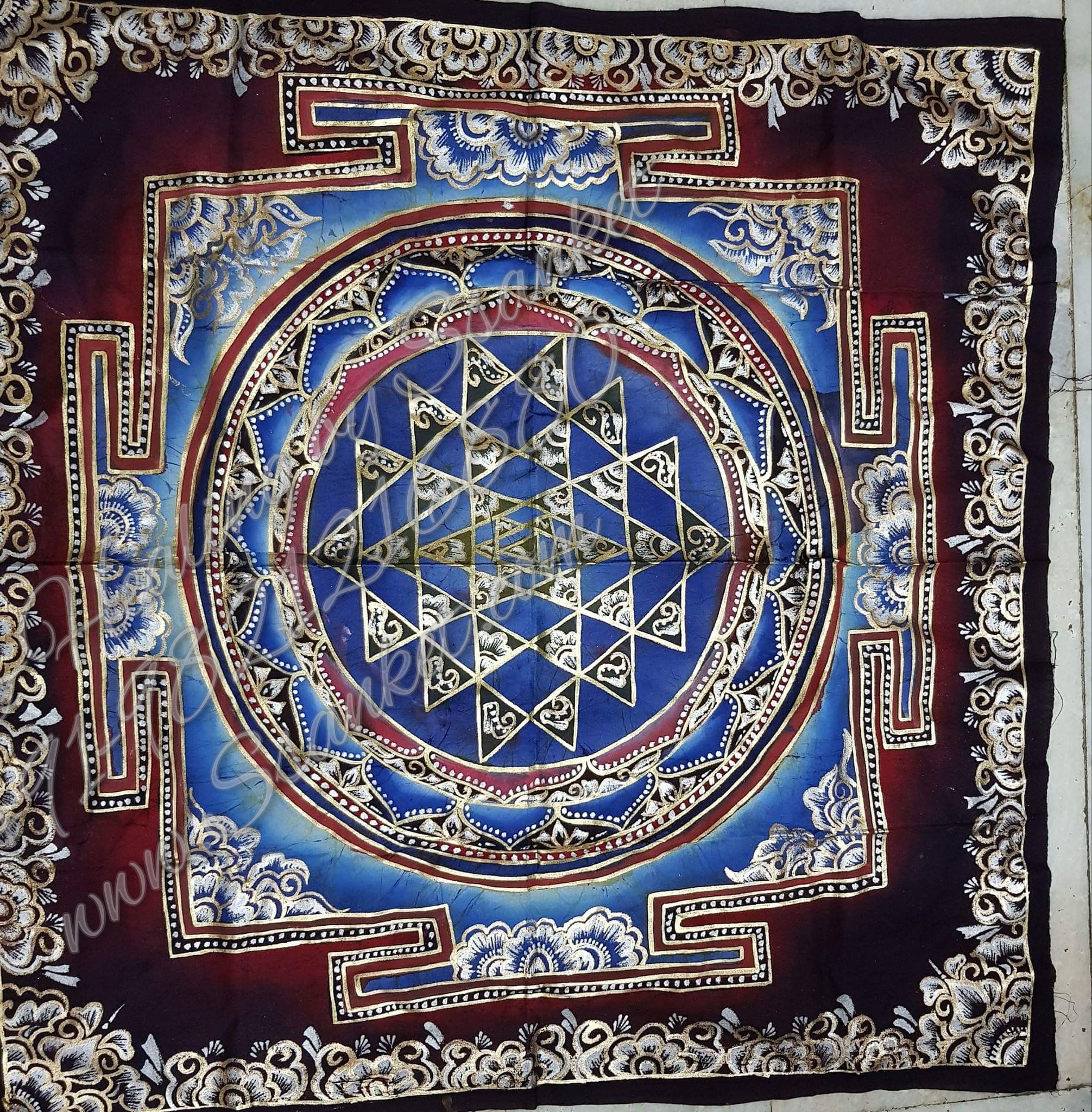 Hand Painted Shree Yantra Cloth : Mystic Lotus: Divination