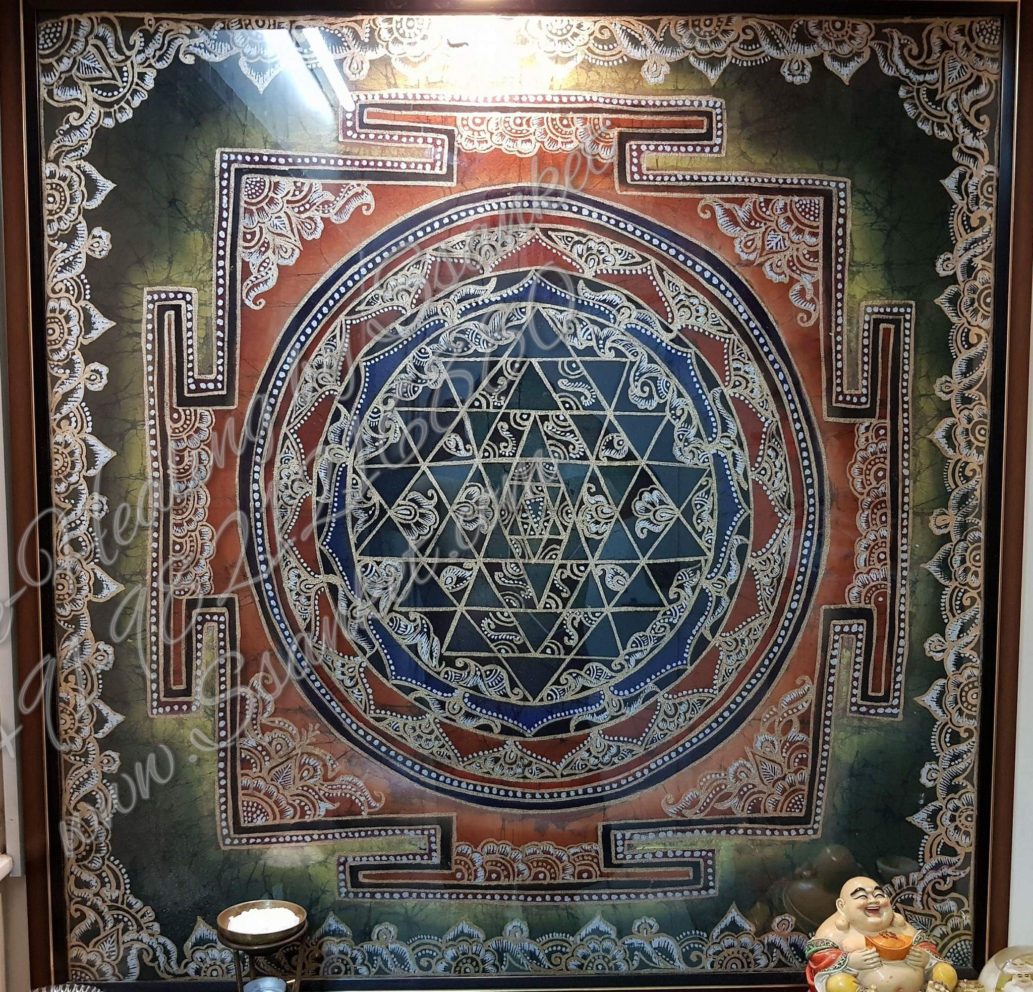 Hand Painted Shree Yantra Cloth : Mystic Lotus: Divination